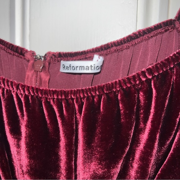 Reformation | Tops | Reformation Roy Burgundy Velvet Silk Blend Top ...